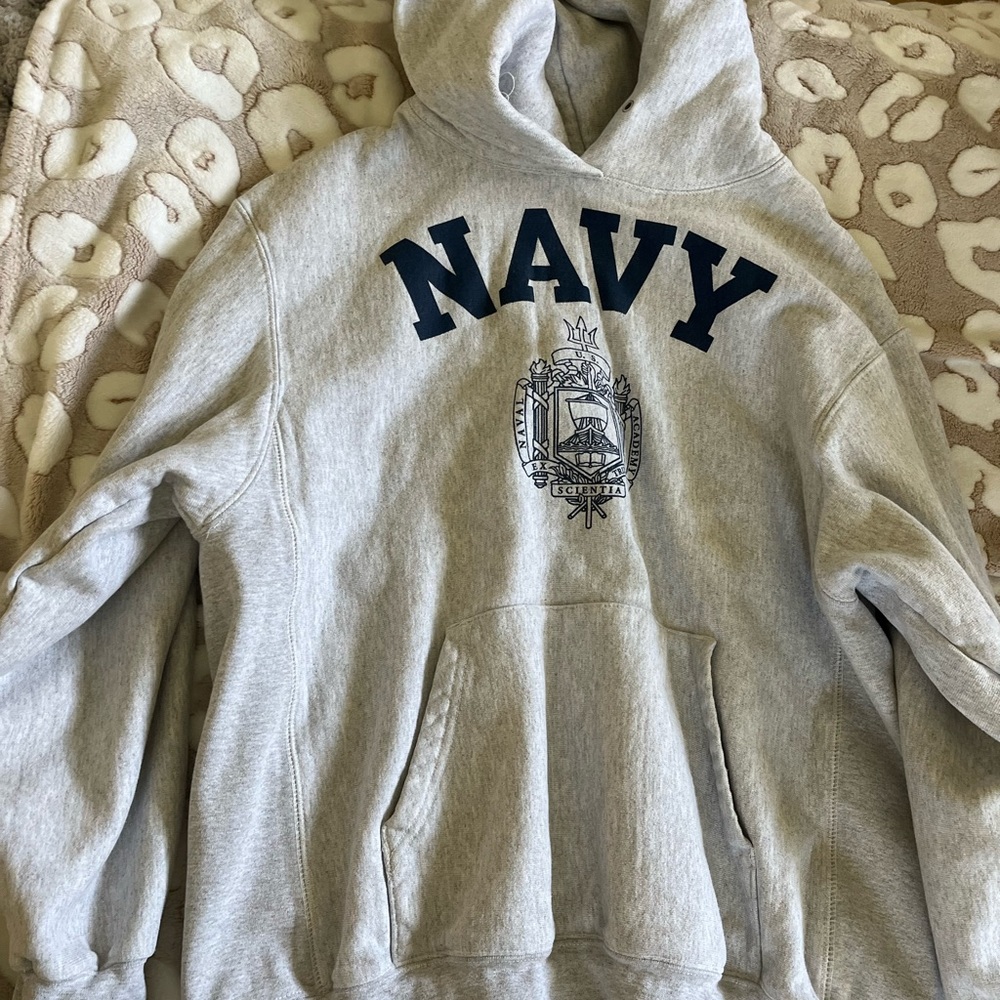 Navy College Naval Academy Grey Hoodie Champion - Gem